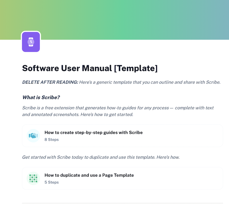 Software User Manual Template Scribe